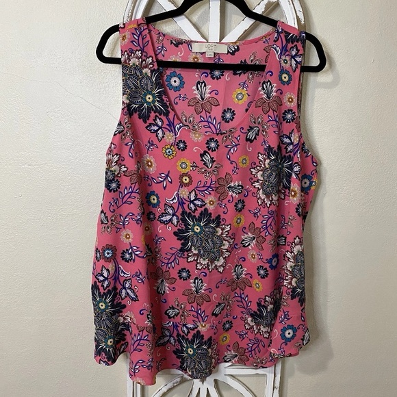 LOFT | Tops | Loft Plus Size 6 Semi Sheer Pink Floral Print Sleeveless ...